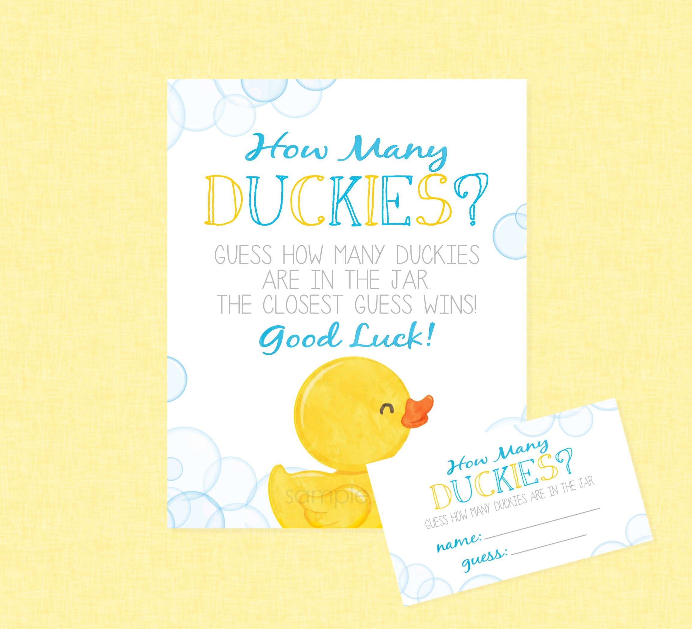 How Many Duckies Baby Shower Game - INSTANT DOWNLOAD - Rubber Duck Baby ...