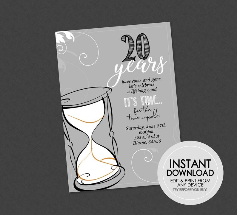 Time Capsule Invite EDITABLE INSTANT DOWNLOAD Time Capsule - Etsy