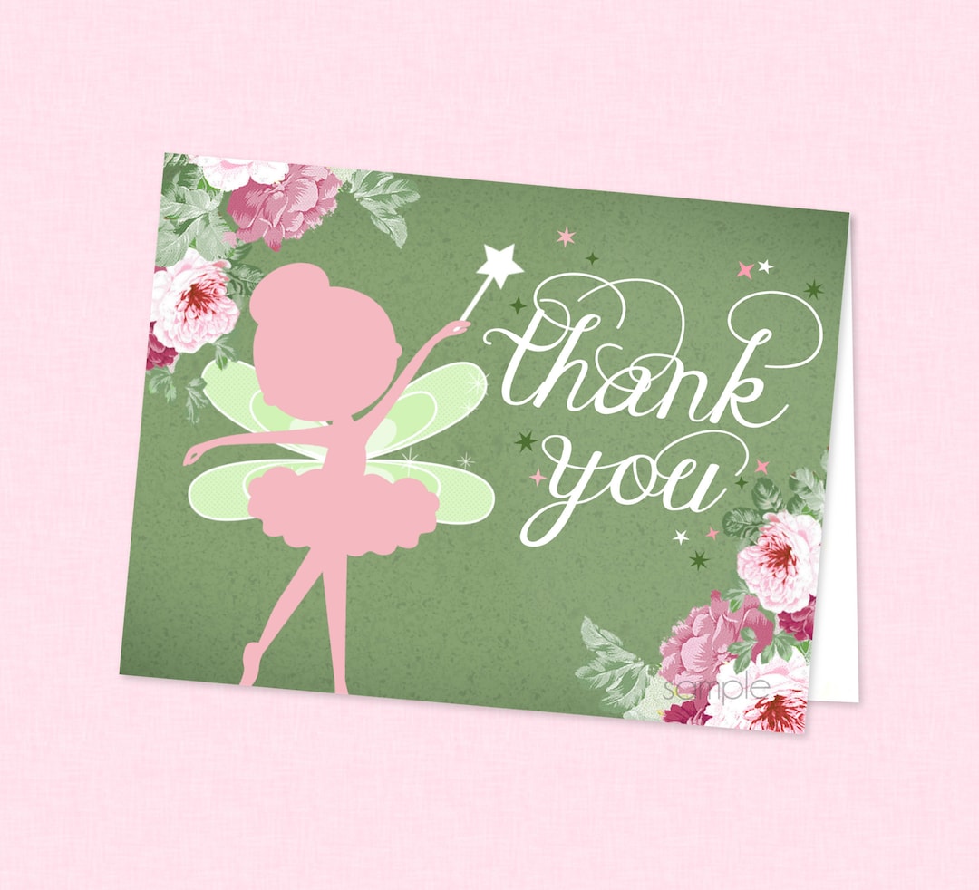 Elegant Fairy Thank You Card - INSTANT DOWNLOAD - Fairy Birthday, Fairy ...