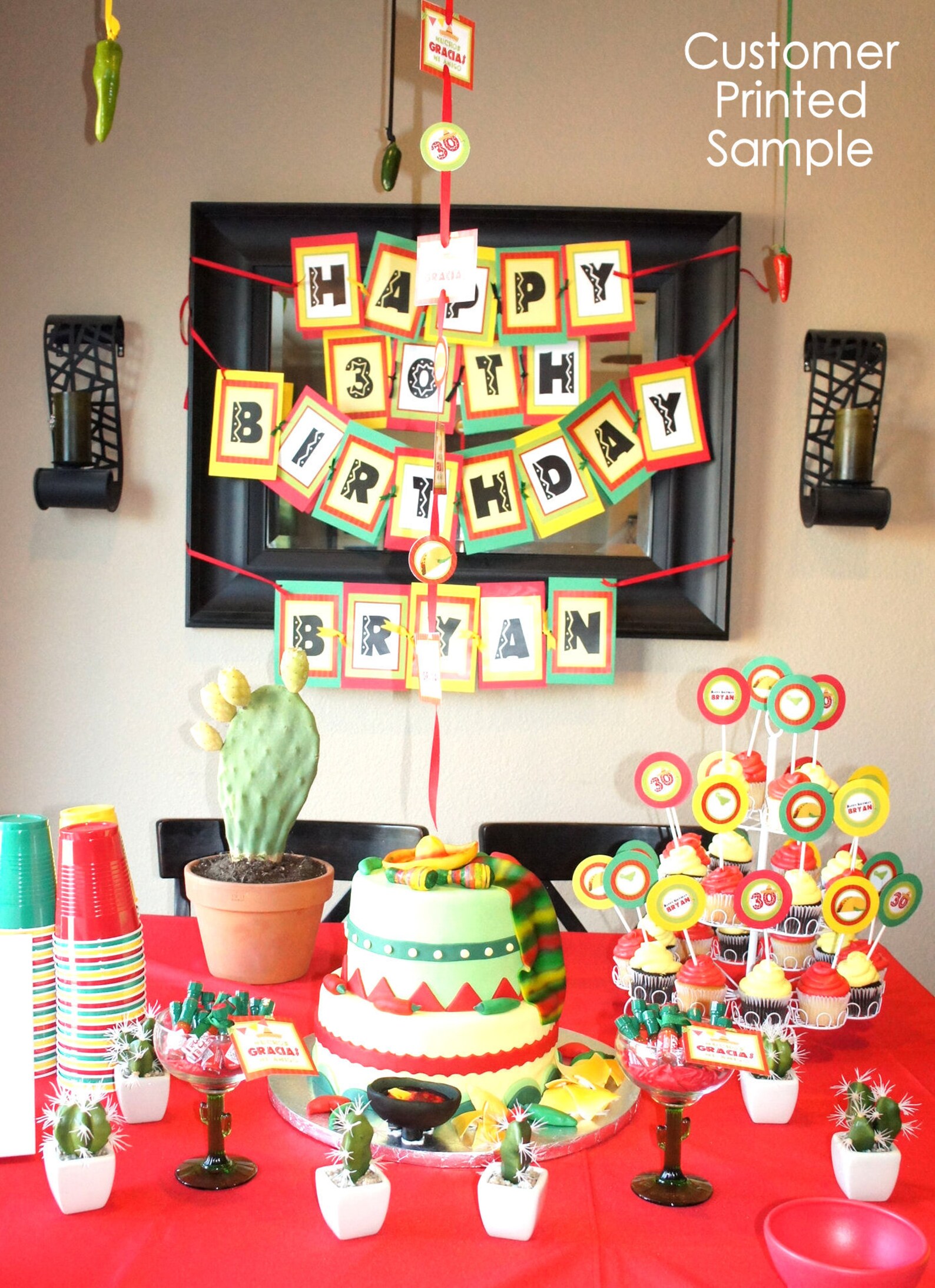 Fiesta Birthday Cupcake Toppers / Party Circles Fiesta - Etsy