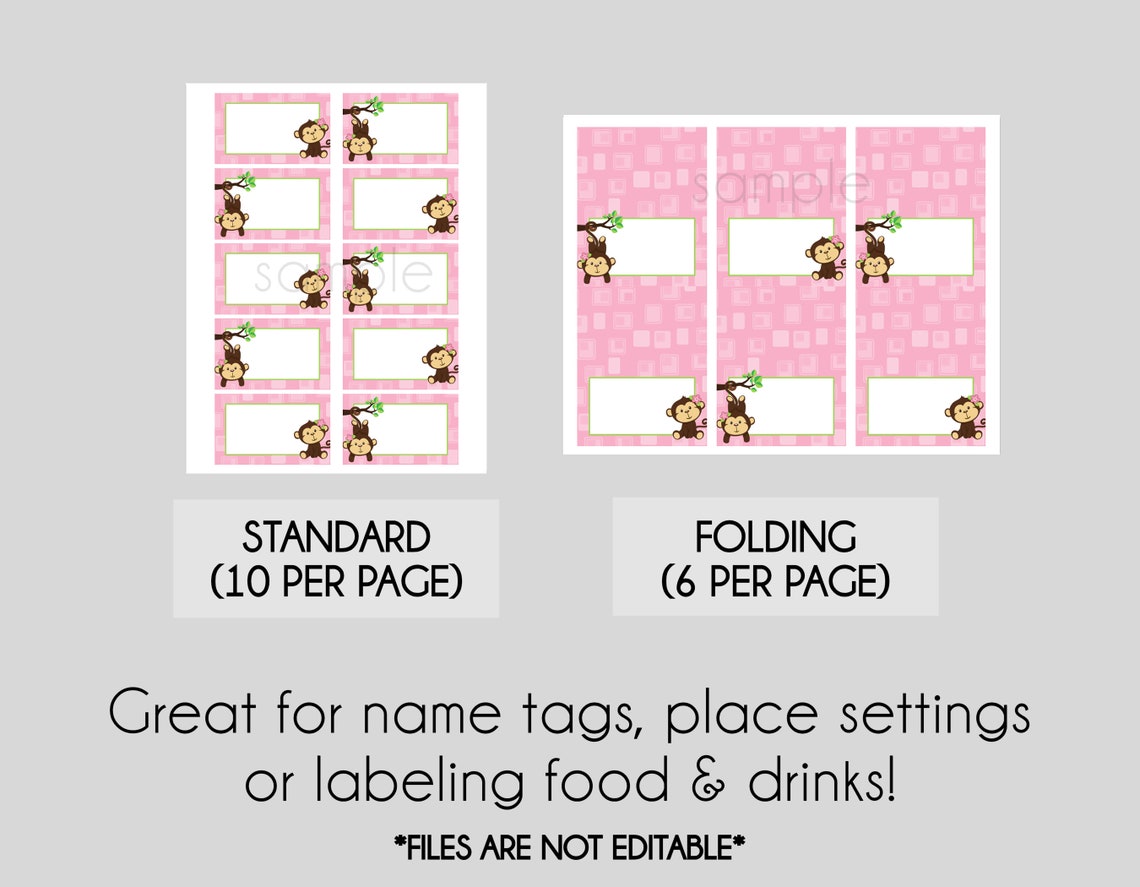 Monkey Birthday Label Cards INSTANT DOWNLOAD Monkey - Etsy