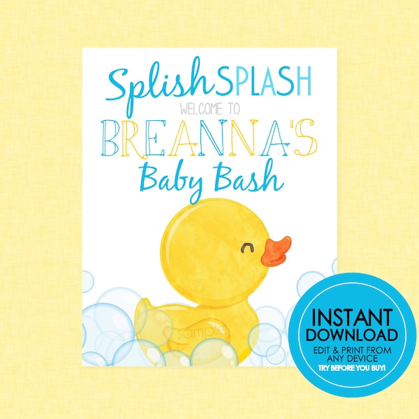 Baby Shower Ducky Welcome Sign - Etsy