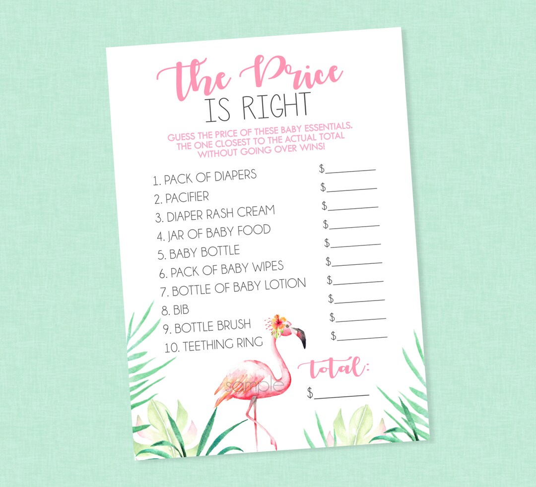 Flamingo Price is Right Shower Game - INSTANT DOWNLOAD - Flamingo Baby ...