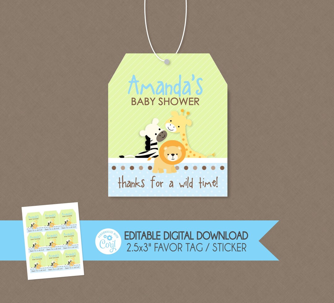 Safari Favor Tag - EDITABLE INSTANT DOWNLOAD - Jungle Favor Tags ...