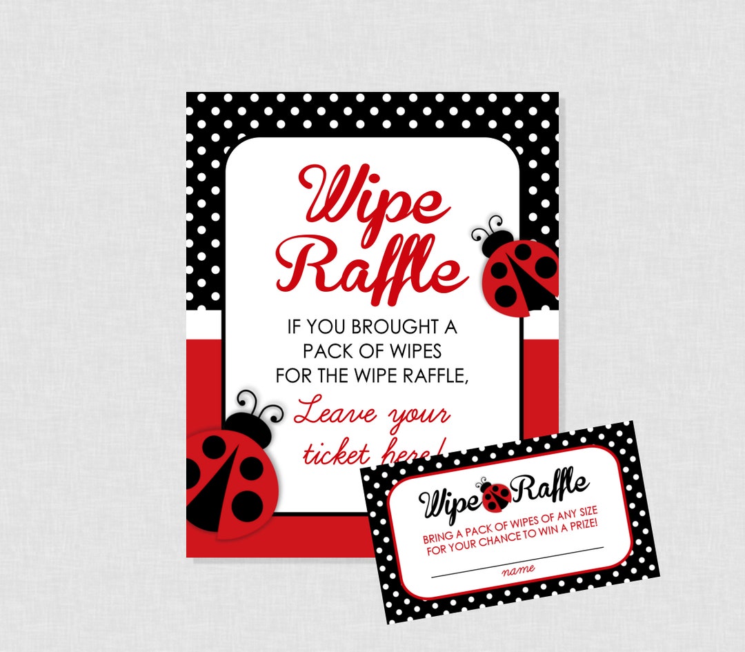 Ladybug Baby Shower Wipe Raffle - INSTANT DOWNLOAD - Baby Wipe Raffle ...