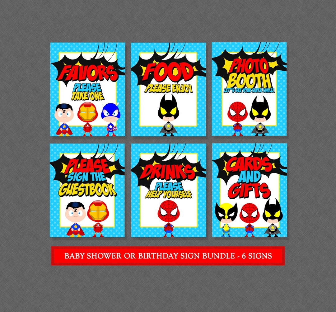 Superhero Party Sign Pack - INSTANT DOWNLOAD - Superhero Party Signs ...