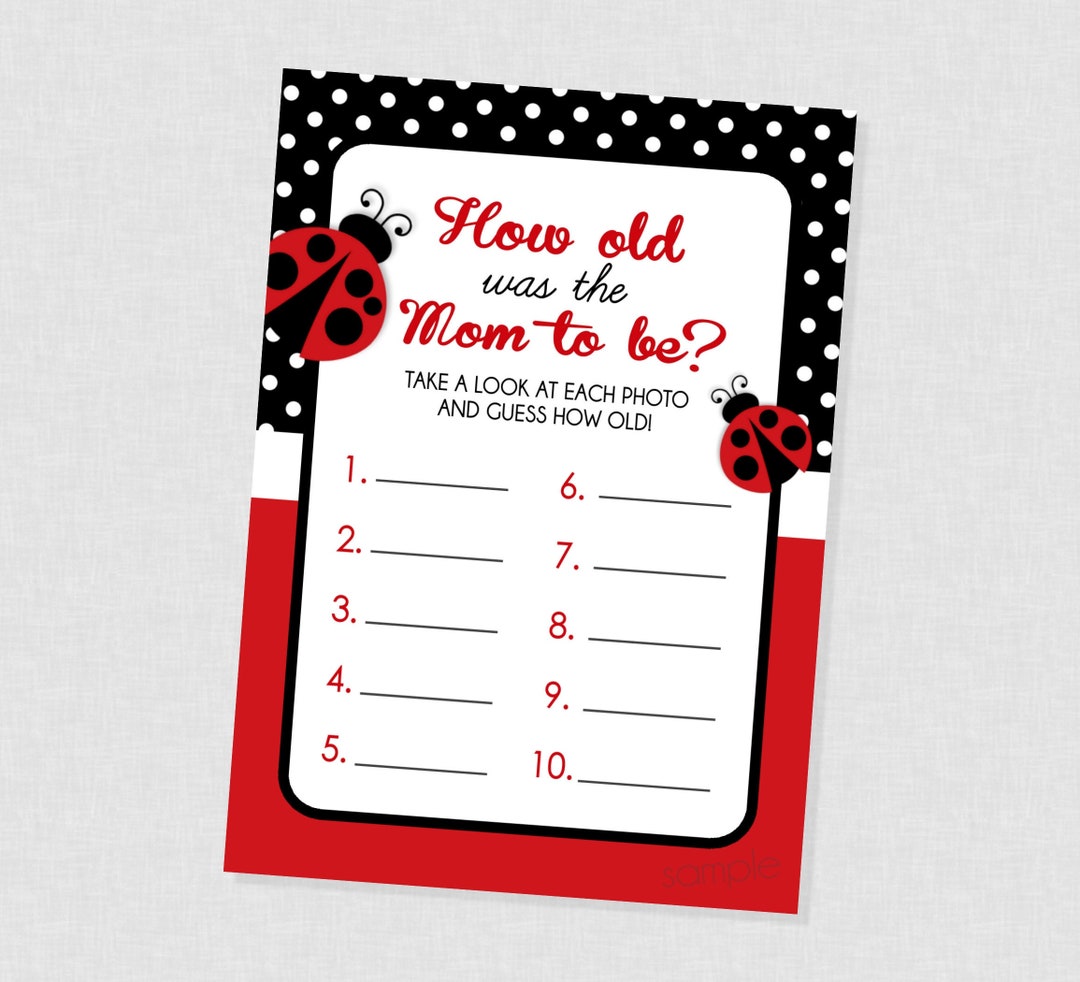 Ladybug How Old Was Mom Shower Game - INSTANT DOWNLOAD - Ladybug Baby ...