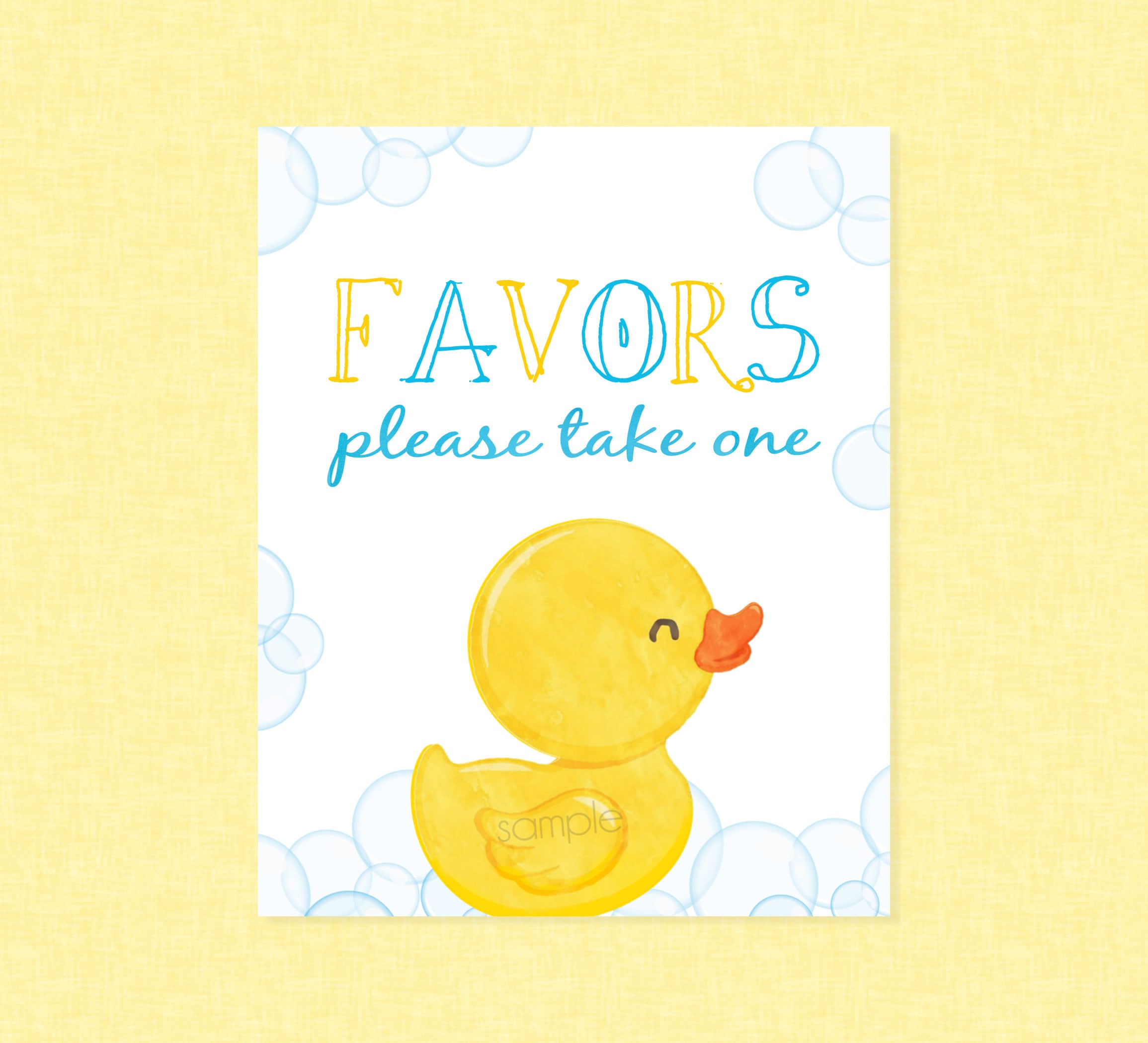 Rubber Duck Favor Party Sign - INSTANT DOWNLOAD - Duck Baby Shower ...