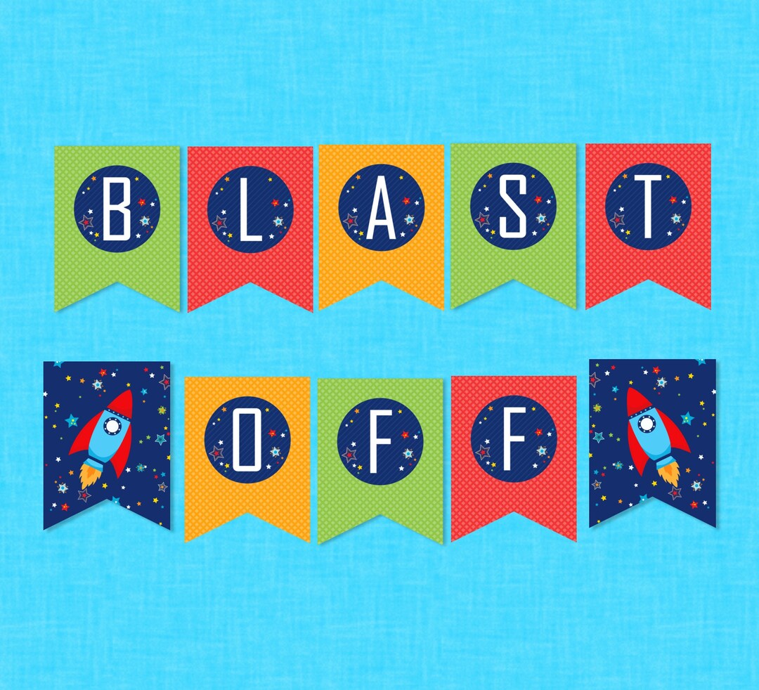 Outer Space Blast off Hanging Banner - INSTANT DOWNLOAD - Space ...