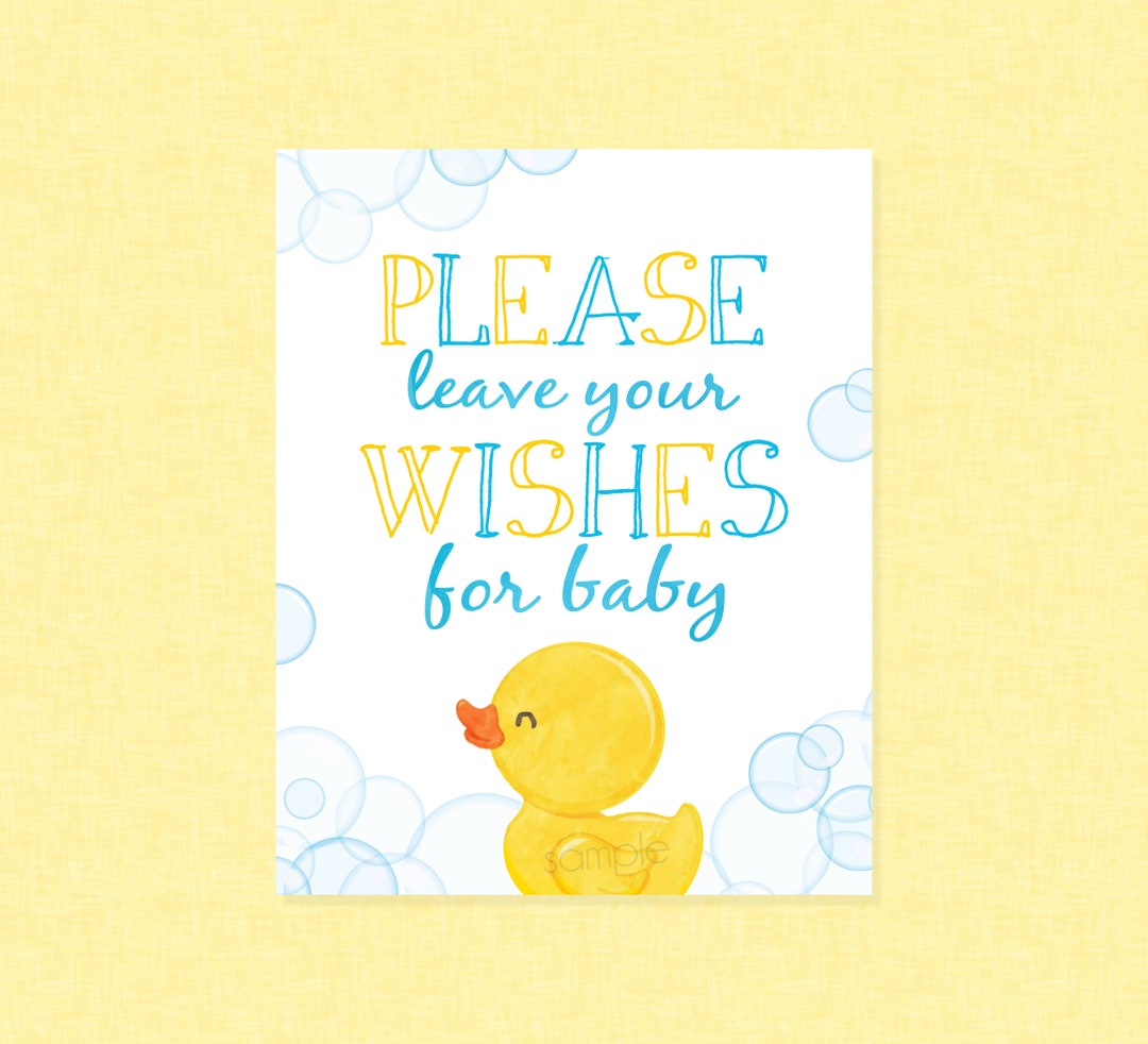 Rubber Duck Wishes for Baby Party Sign - INSTANT DOWNLOAD - Duck Baby ...