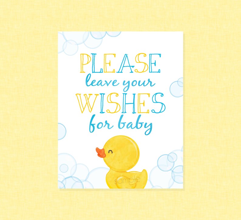 Rubber Duck Wishes for Baby Party Sign INSTANT DOWNLOAD - Etsy