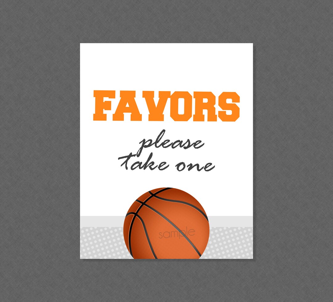 Basketball Favor Party Sign - INSTANT DOWNLOAD - Basketball Baby Shower ...