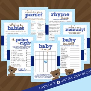 Teddy Bear Baby Shower Game Pack - INSTANT DOWNLOAD - Teddy Bear Baby ...