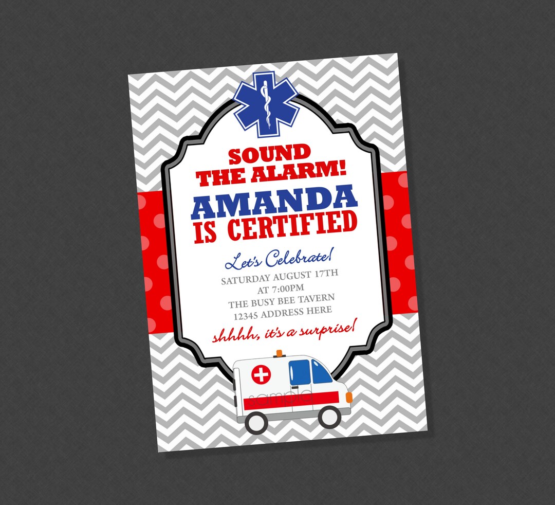EMS / EMT Party Invitation Editable Instant Download EMT Certification ...