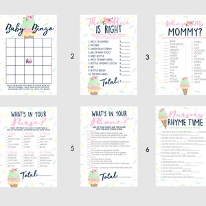 Ice Cream Baby Shower Games - PICK ANY 5 - 30 Games to Choose From ...