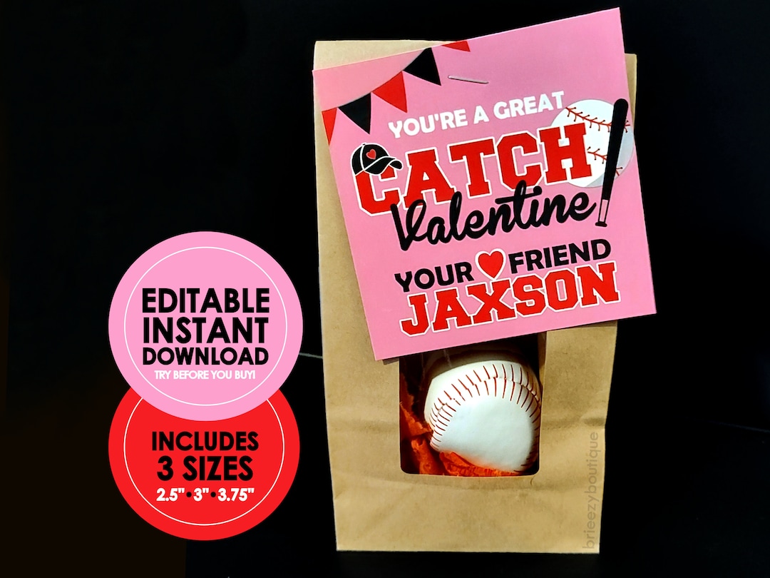 Printable Baseball Valentines EDITABLE INSTANT DOWNLOAD Baseball ...