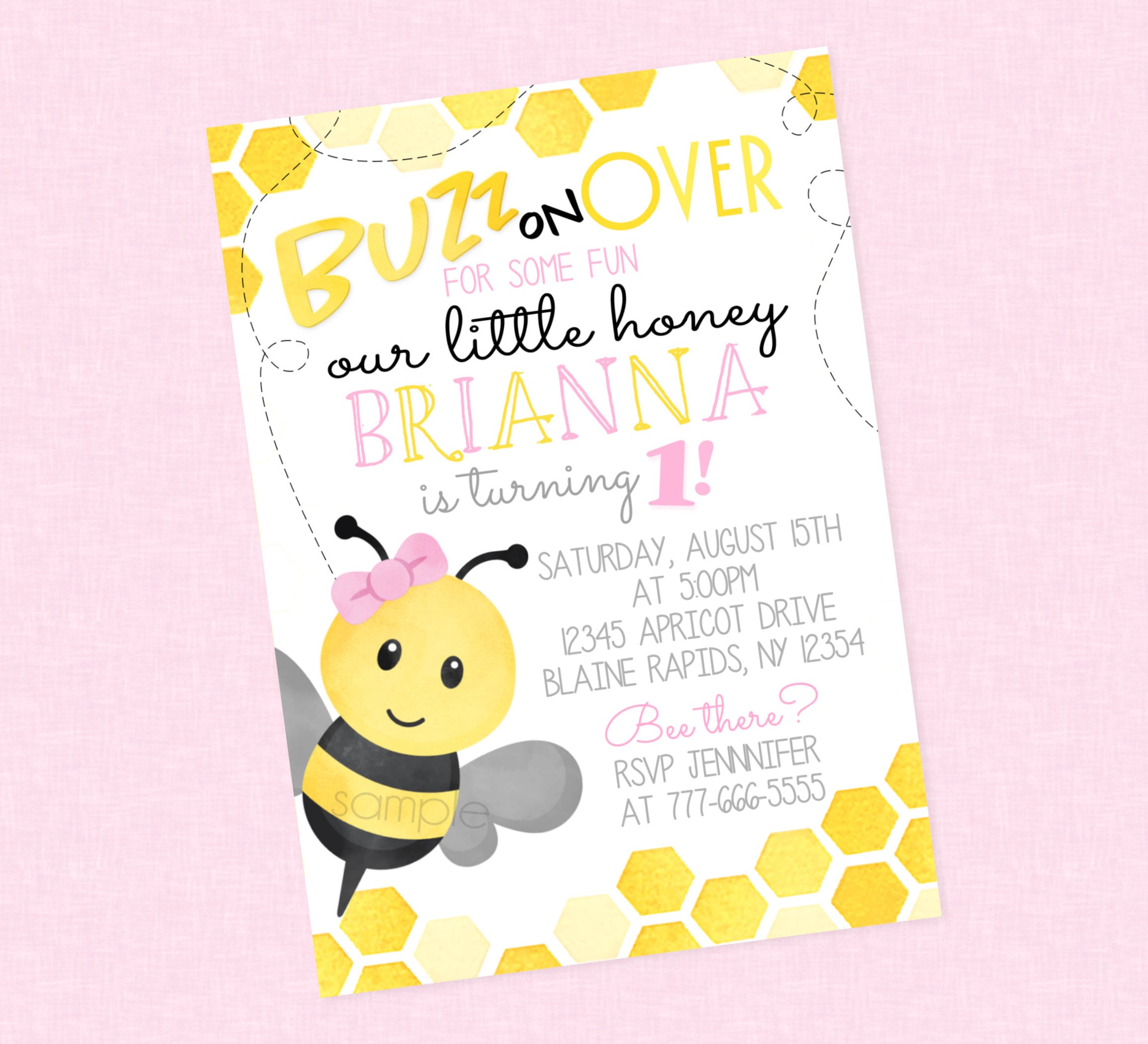 Girl Bee Birthday Invitation Bee Birthday Invitations Bee | Etsy