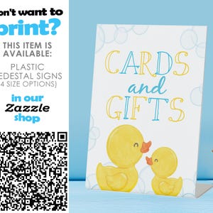 Rubber Duck Cards & Gifts Party Sign - INSTANT DOWNLOAD - Duck Baby ...