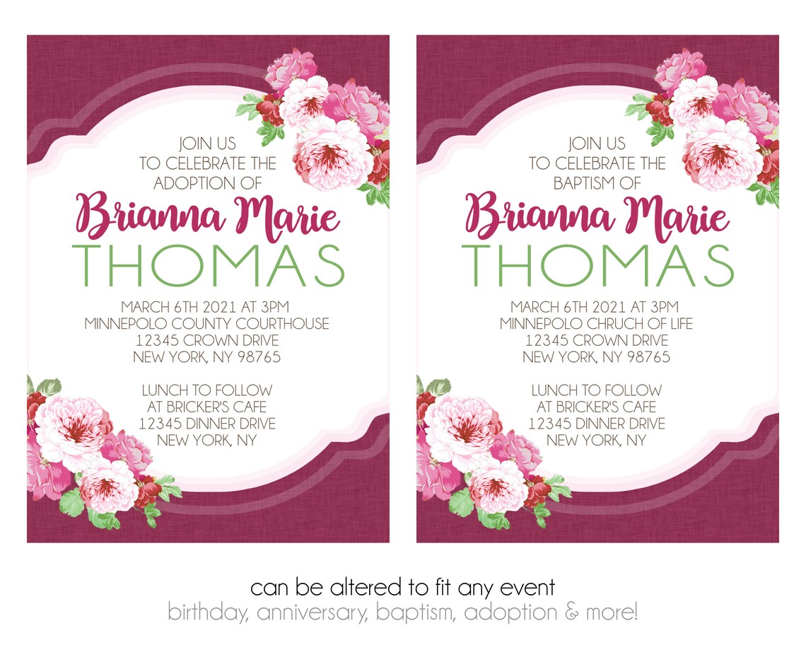 Elegant Floral Party Invitation FOR ANY EVENT Editable - Etsy