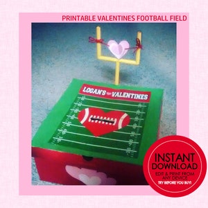 Printable Valentines Football Field for Box EDITABLE INSTANT - Etsy