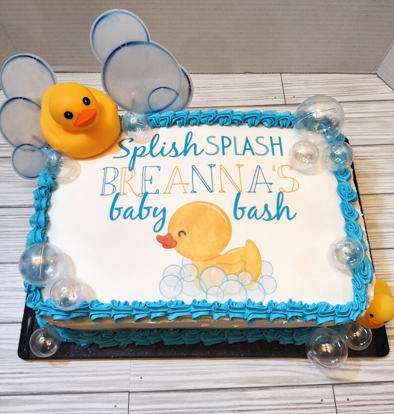 Edible Rubber Duck Baby Shower Personalized Cake Topper Sugar Sheet ...