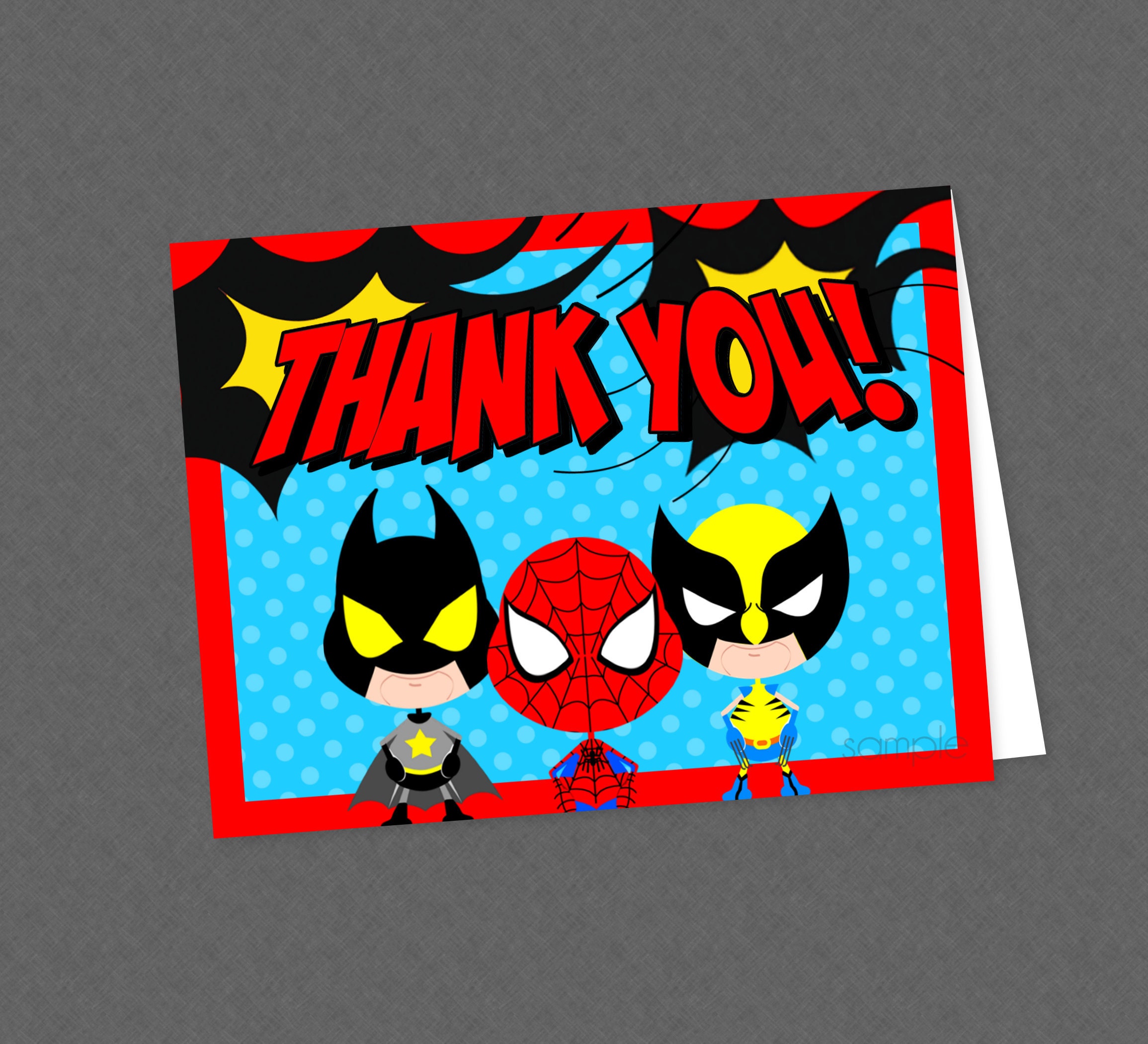 Superhero Thank You Card INSTANT DOWNLOAD Superhero | Etsy