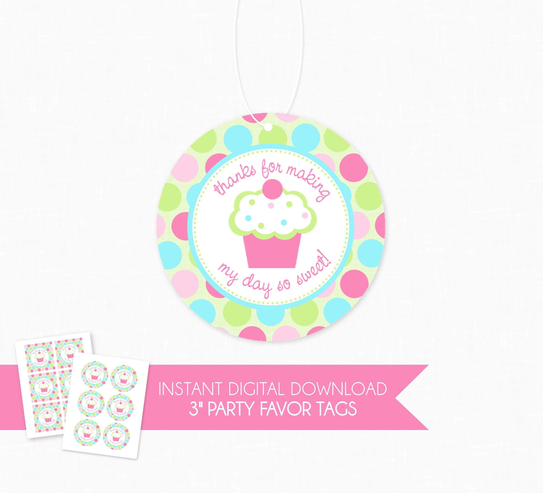 Little Cupcake Thank You Favor Tag INSTANT DOWNLOAD | Etsy