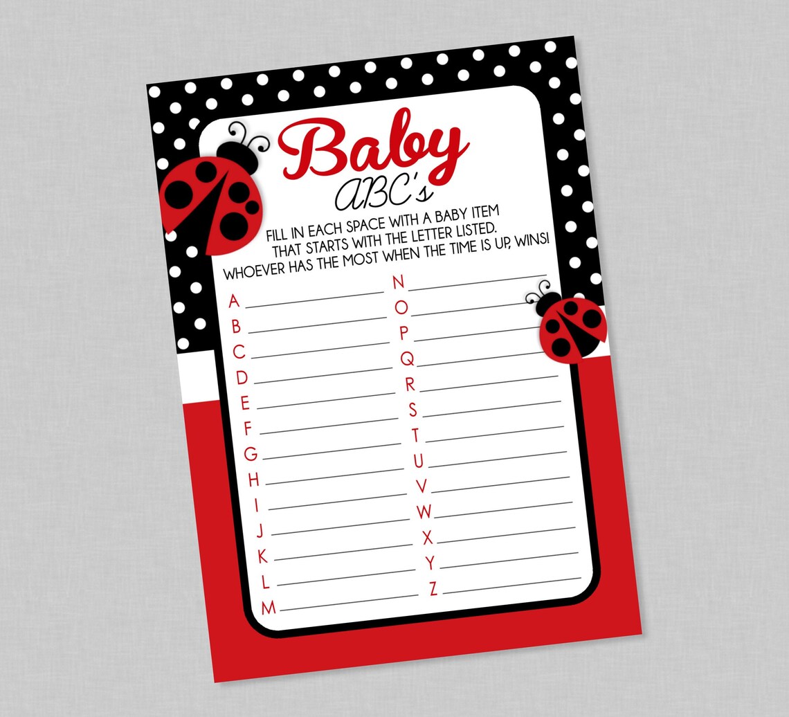 Ladybug ABC Baby Shower Game INSTANT DOWNLOAD Ladybug Baby | Etsy