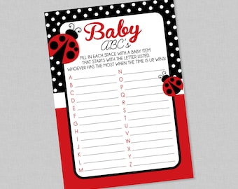 Ladybug ABC Baby Shower Game INSTANT DOWNLOAD Ladybug Baby - Etsy