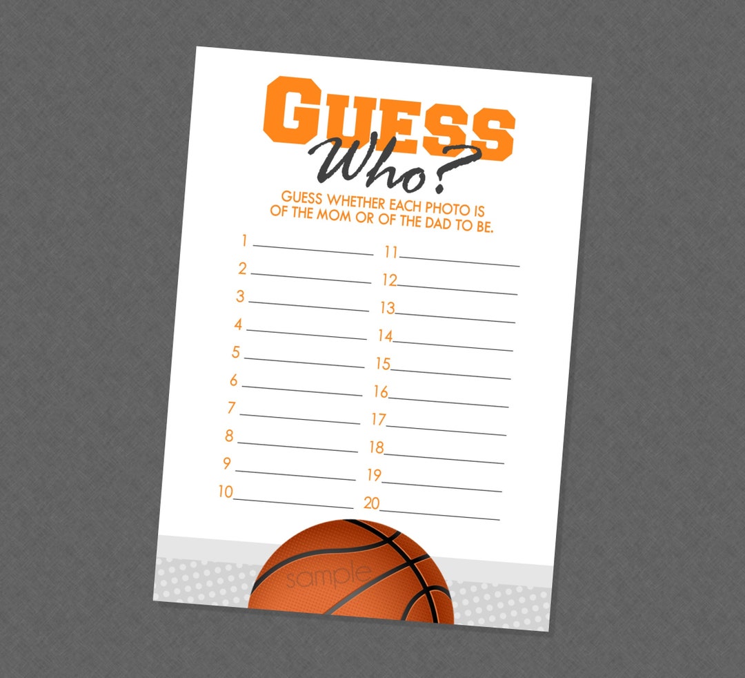 Basketball Guess Who Photo Baby Shower Game - INSTANT DOWNLOAD ...