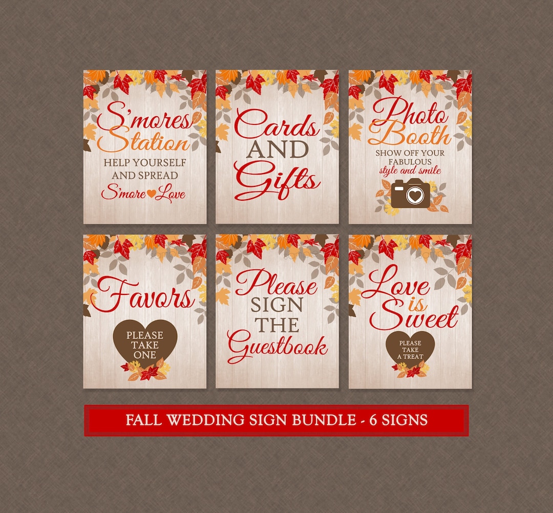 Fall Wedding Sign Pack - INSTANT DOWNLOAD - Fall Wedding Signs, Fall ...