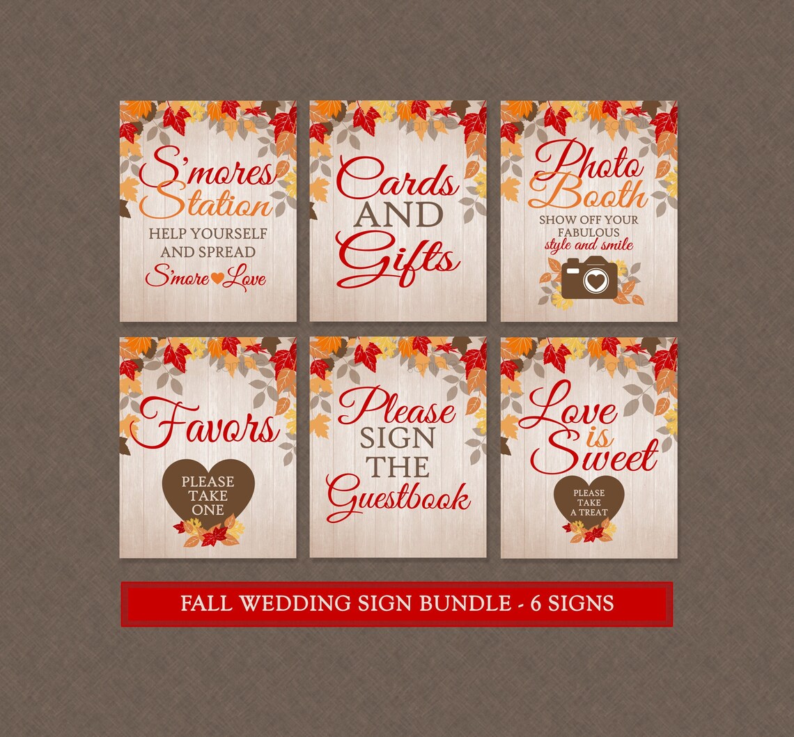 Fall Wedding Sign Pack INSTANT DOWNLOAD Fall Wedding - Etsy