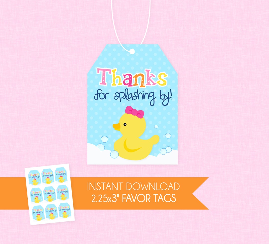 Girl Rubber Duck Birthday Favor Tag INSTANT DOWNLOAD Duckie Birthday ...