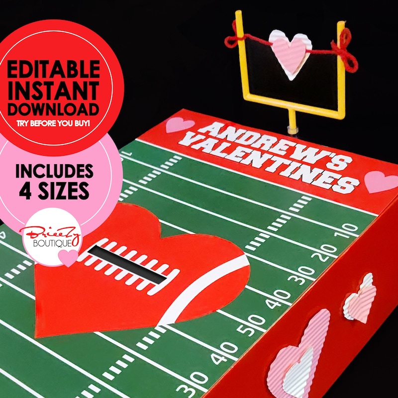 Football Field Valentines Day Box - Etsy