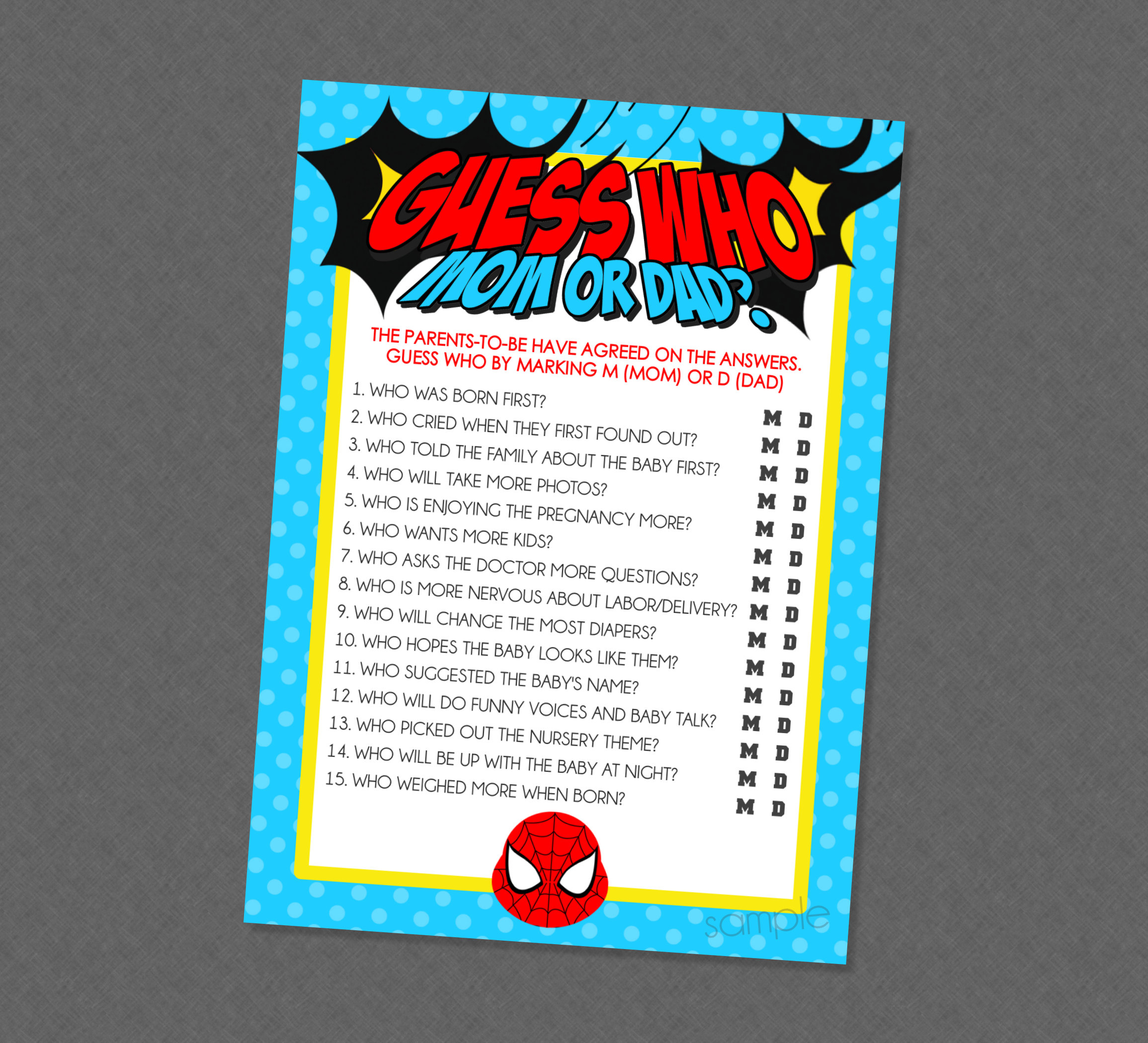 Superhero Guess Who Mommy or Daddy Baby Shower Game INSTANT - Etsy