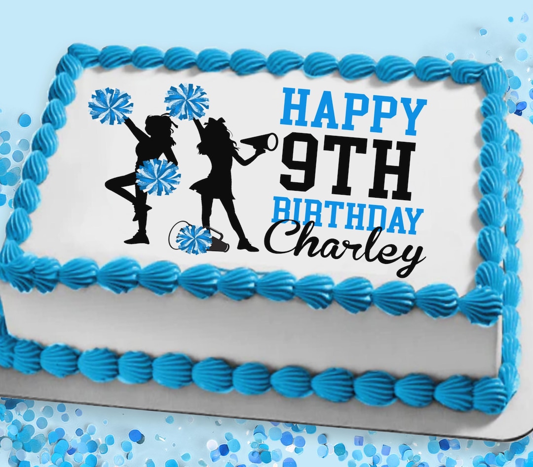 Edible Cheerleader Personalized Birthday Cake Topper Sugar Sheet ...