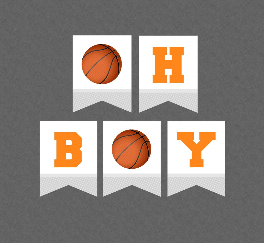 Oh Boy Basketball Baby Shower Hanging Banner - INSTANT DOWNLOAD ...