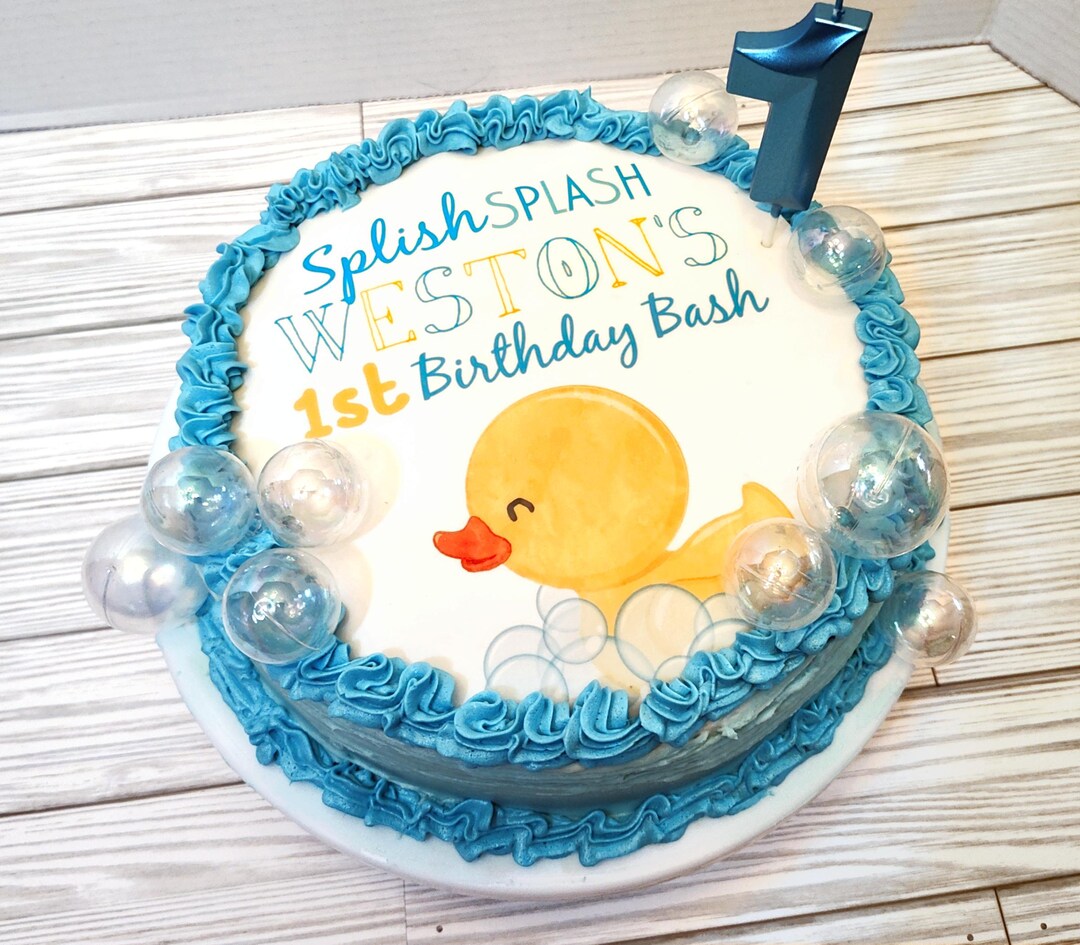 Edible Rubber Duck Birthday Personalized Round Cake Topper Sugar Sheet ...