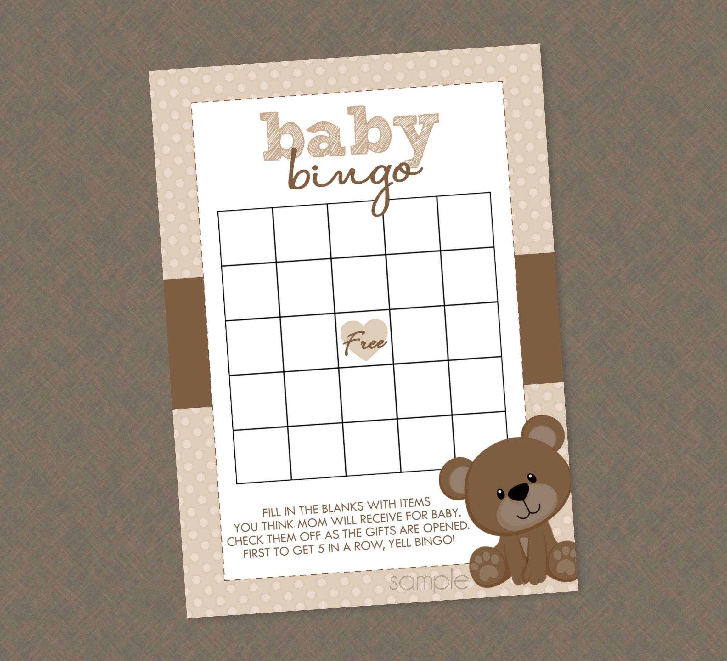 Teddy Bear Baby Shower Bingo INSTANT DOWNLOAD Bear Shower Games, Baby ...