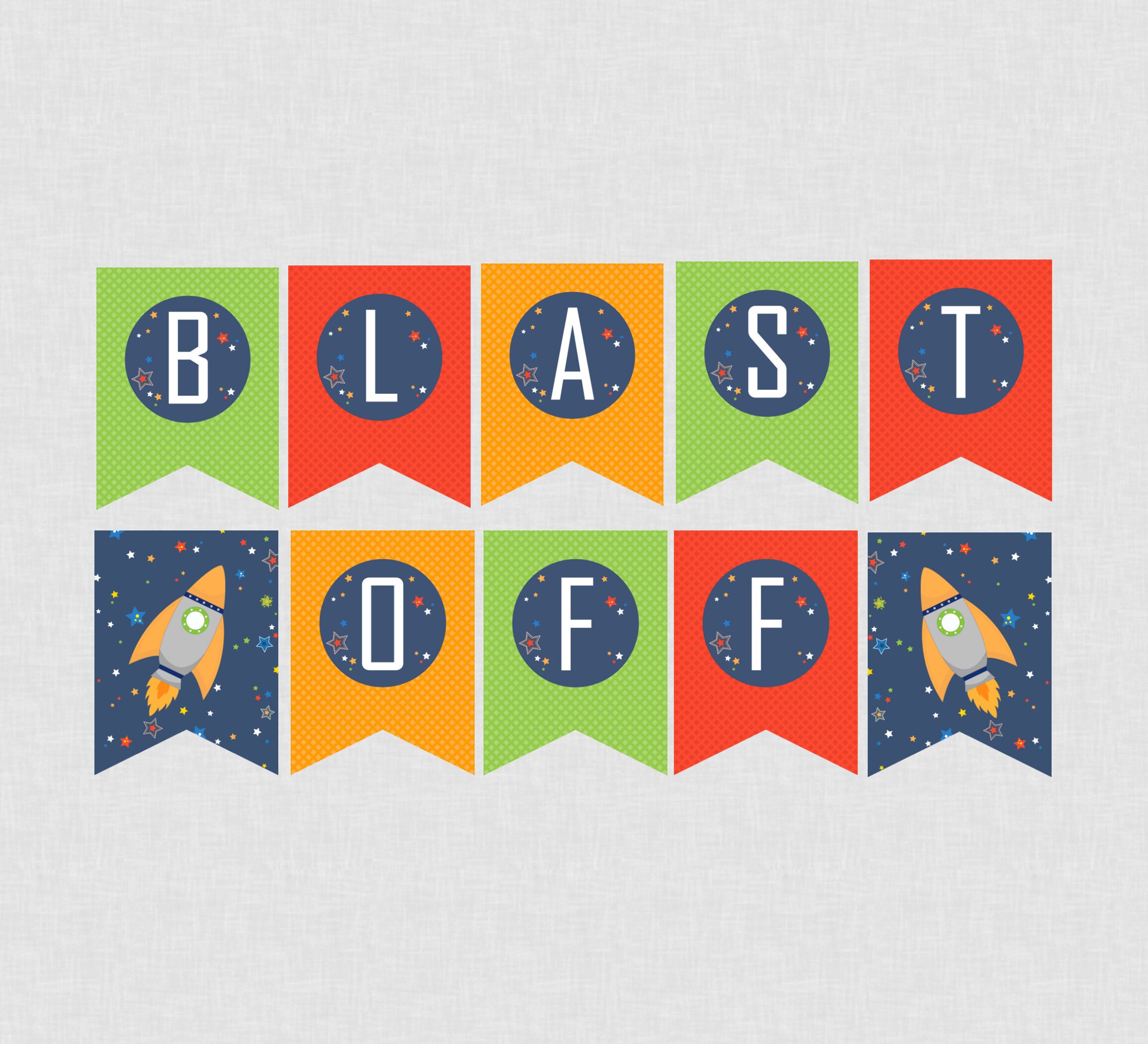 Outer Space Blast off Hanging Banner INSTANT DOWNLOAD | Etsy
