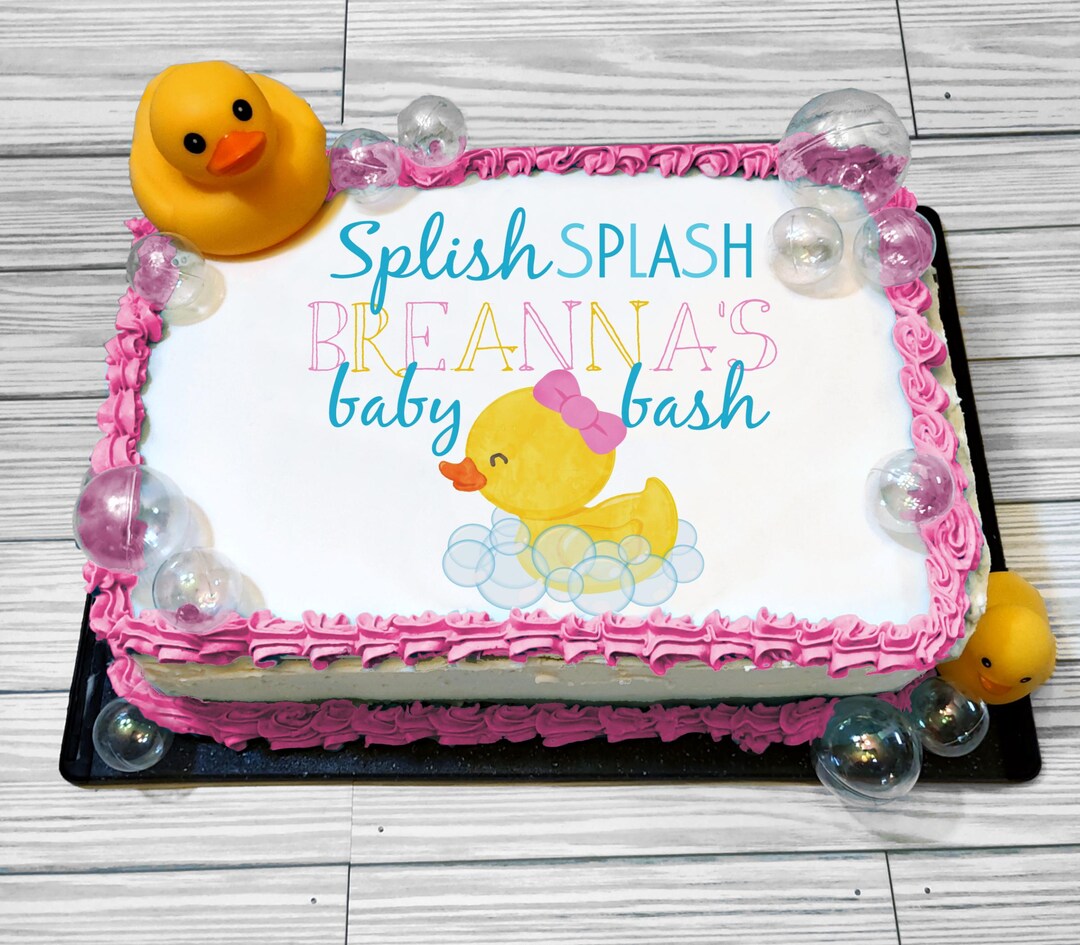 Edible Girl Rubber Duck Baby Shower Personalized Cake Topper Sugar ...