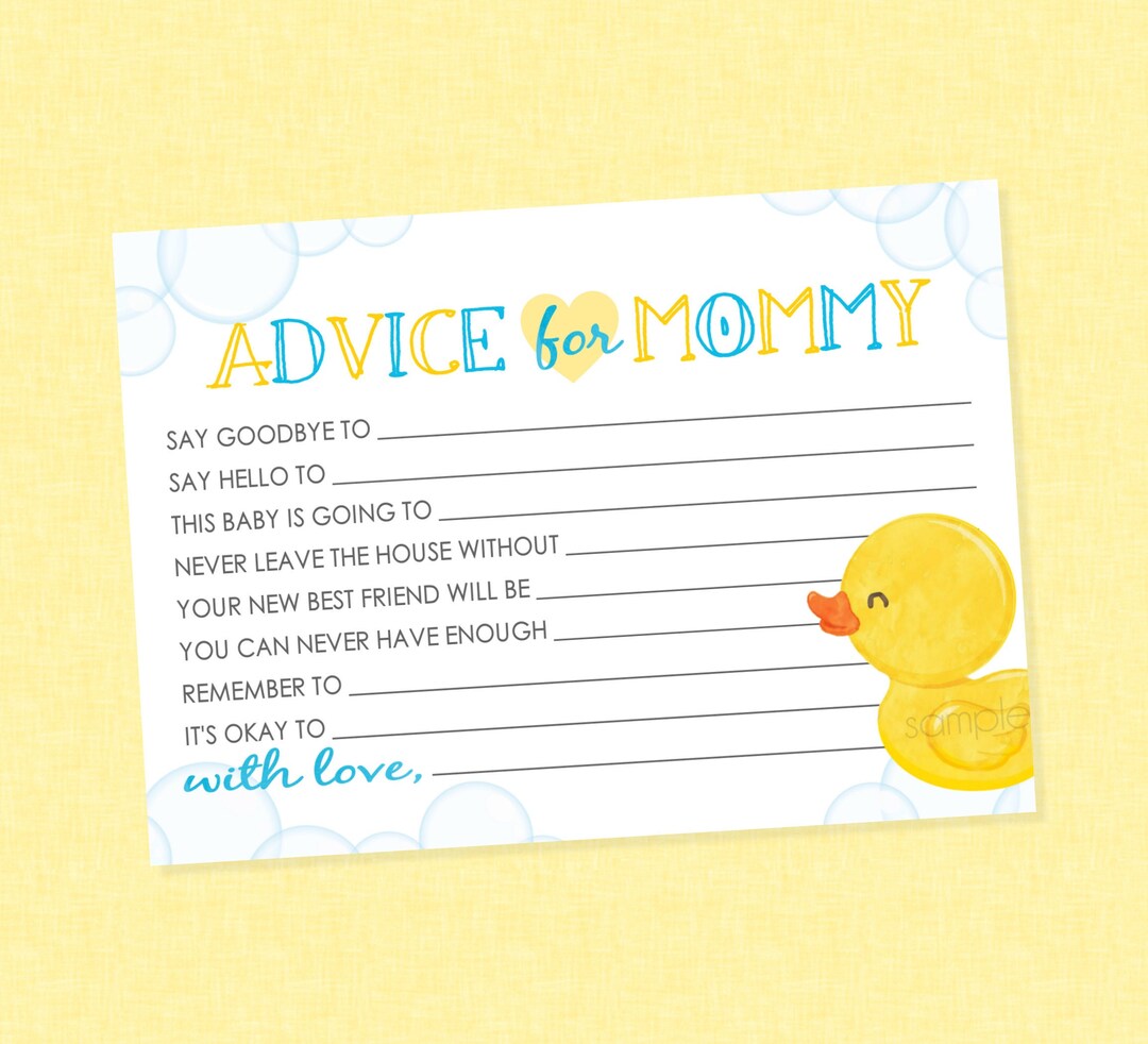 Rubber Duck Advice for Mommy Printable Cards - INSTANT DOWNLOAD - Duck ...
