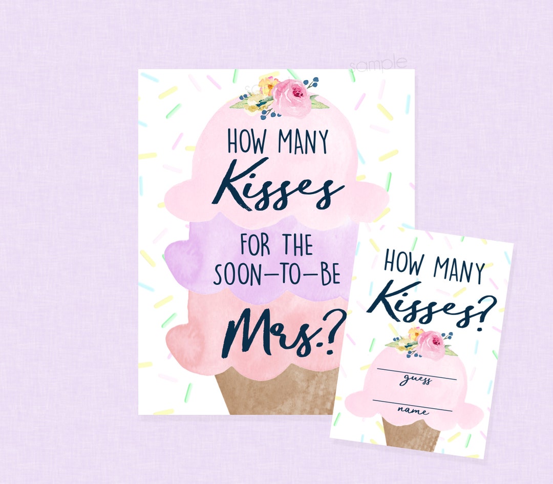 Kisses for the Mrs. Ice Cream Shower Game - INSTANT DOWNLOAD - Ice ...