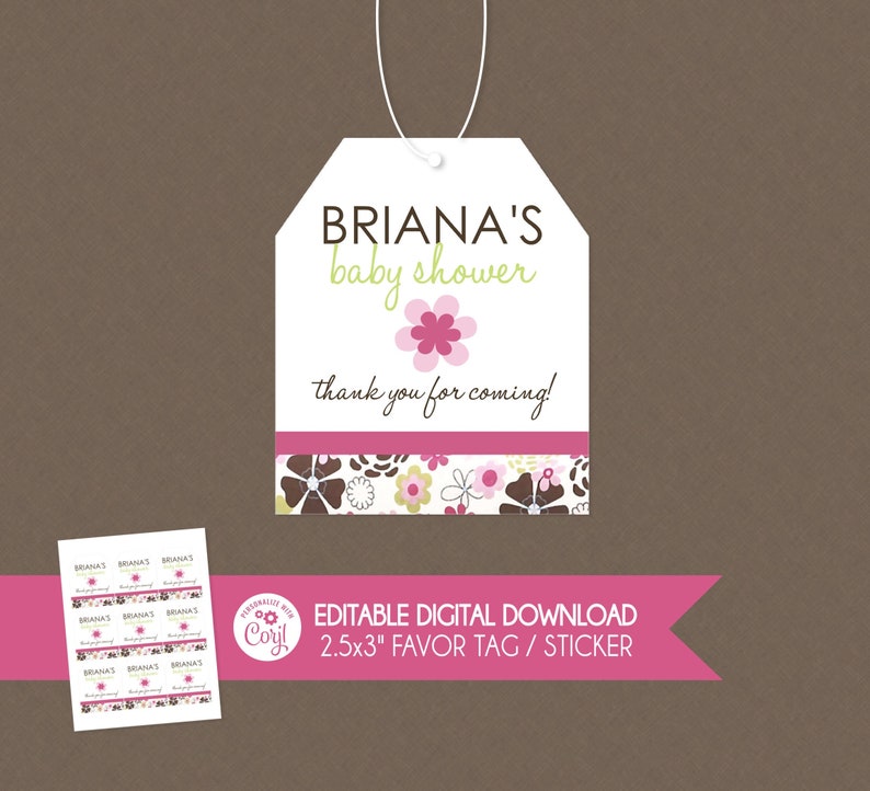 Baby Shower Favor Tags EDITABLE INSTANT DOWNLOAD Floral - Etsy