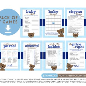 Teddy Bear Baby Shower Game Pack - INSTANT DOWNLOAD - Teddy Bear Baby ...