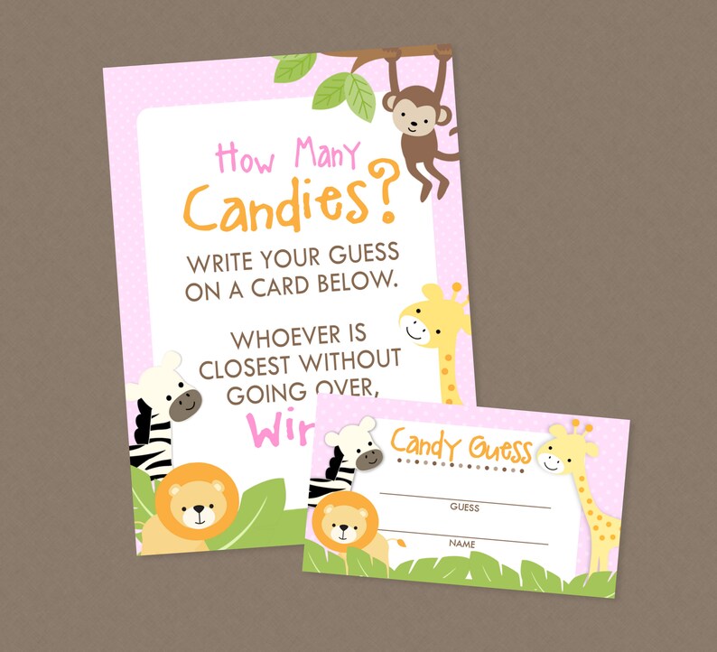Guess How Many Candies Safari Baby Shower Game INSTANT - Etsy