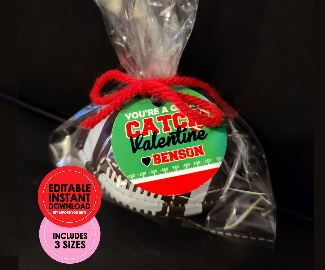 Printable Football Circle Valentine Favor Tags - EDITABLE INSTANT ...