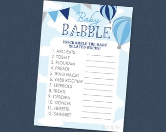 Blue Balloon Baby Shower Game Pack INSTANT DOWNLOAD | Etsy