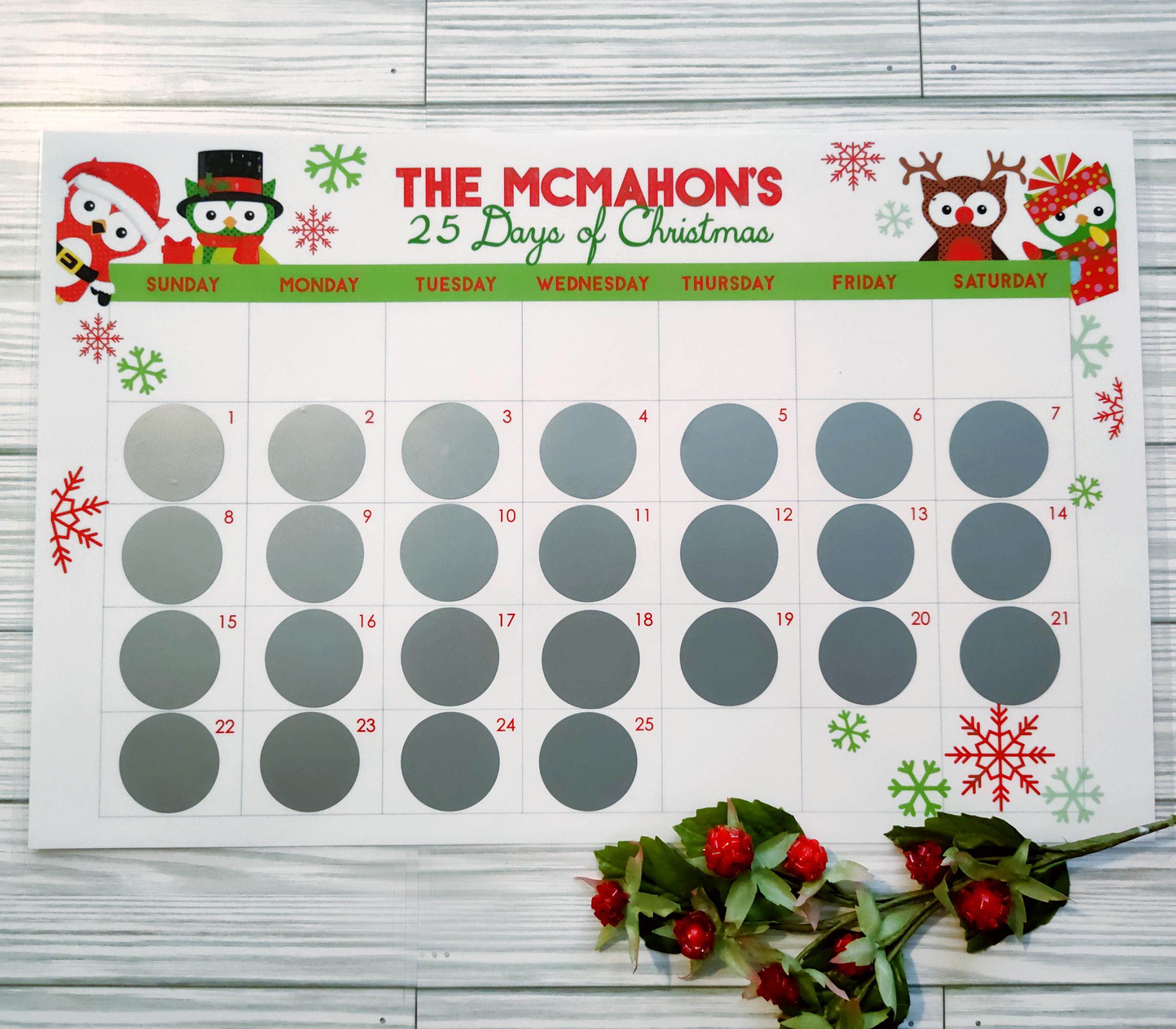 25 Days of Christmas Activity Calendar - EDITABLE INSTANT DOWNLOAD ...