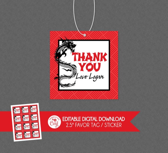 Ninja Party Favor Tags EDITABLE INSTANT DOWNLOAD Ninja - Etsy